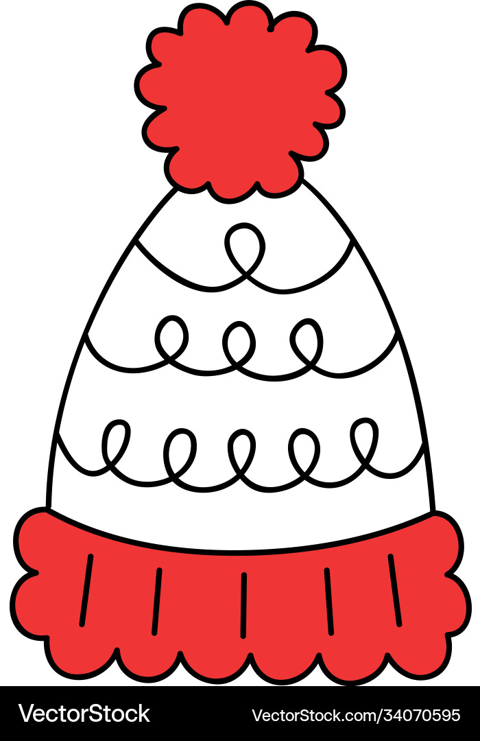 Cute bobble hat outlined icon Royalty Free Vector Image