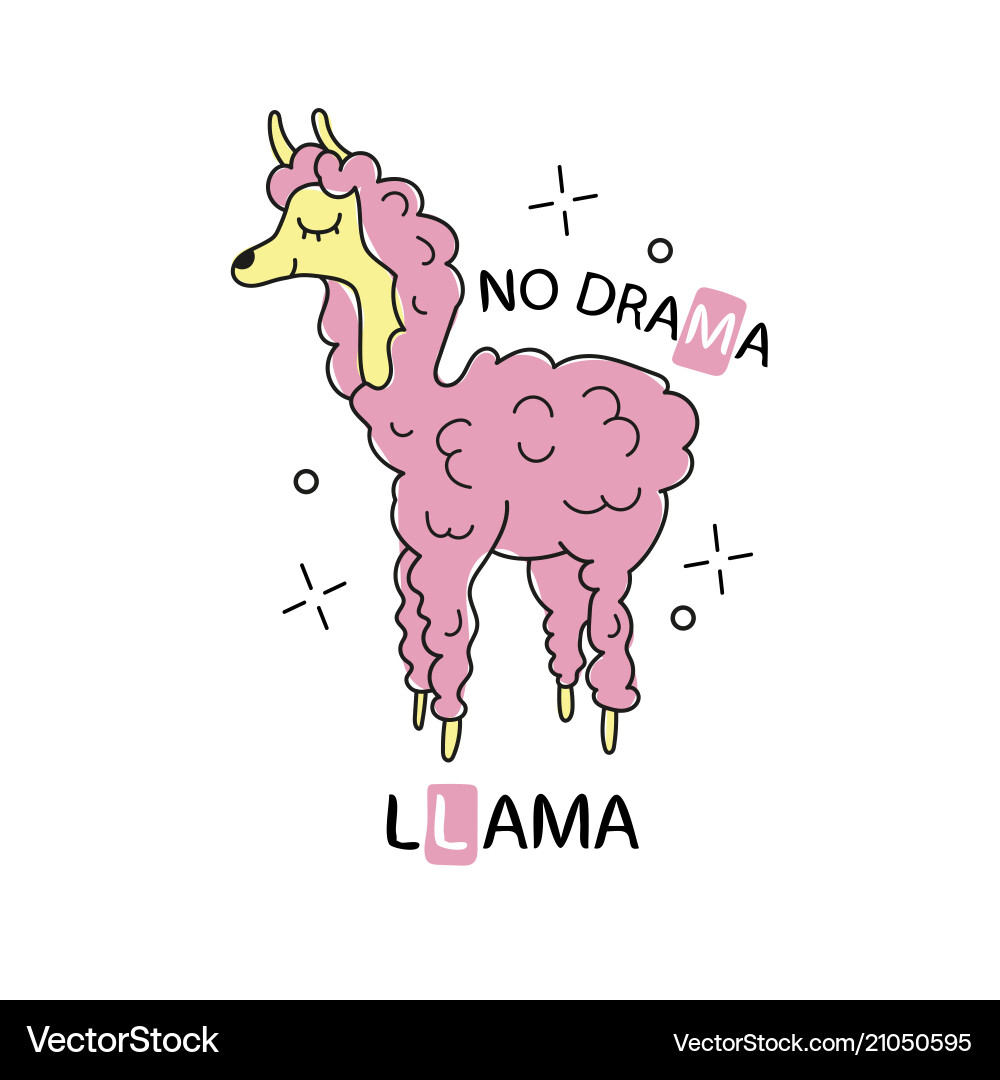 Cute lama hand drawn for t Royalty Free Vector Image