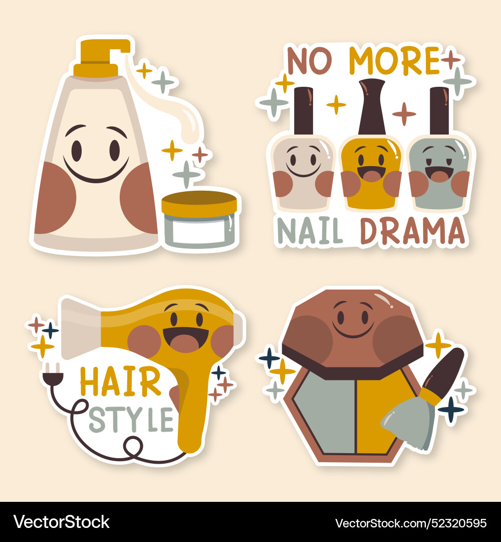 Cute sticker set collection Royalty Free Vector Image