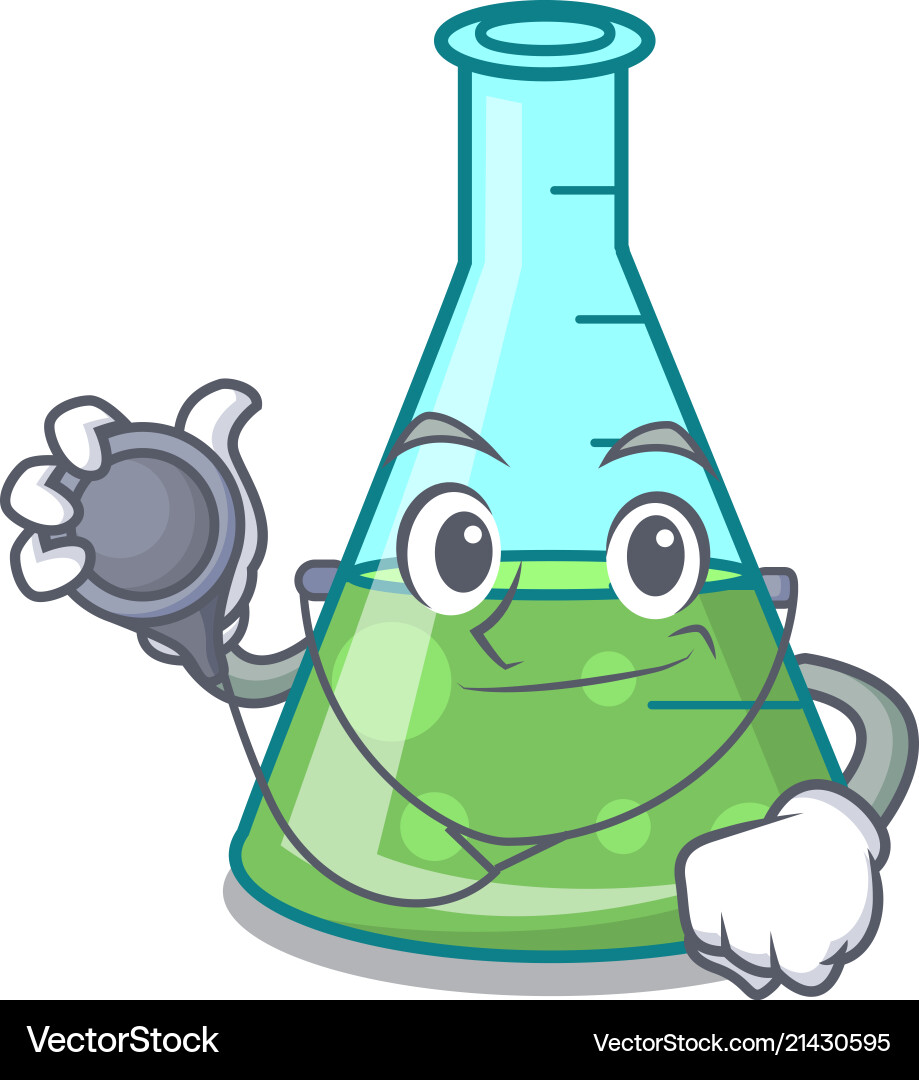 Doctor science beaker character cartoon Royalty Free Vector