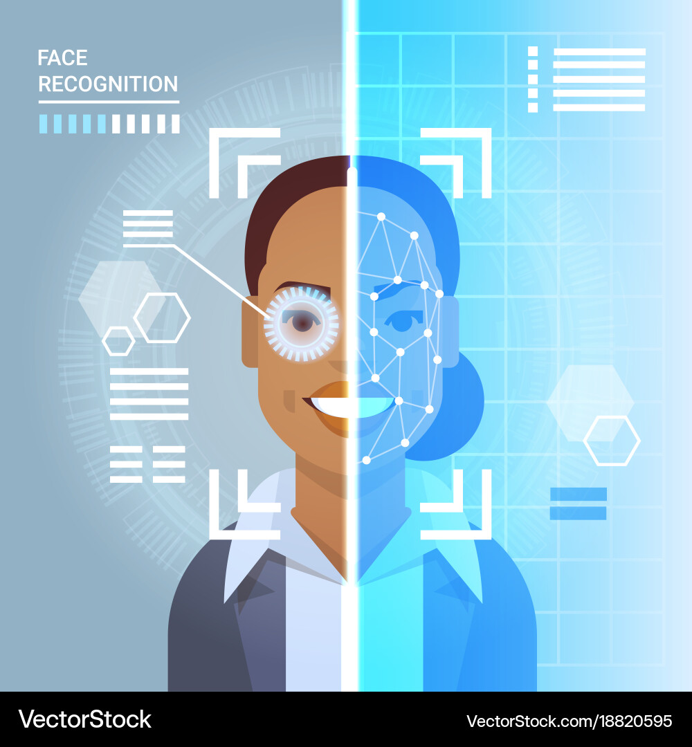 Face recognition system scanning eye retina Vector Image
