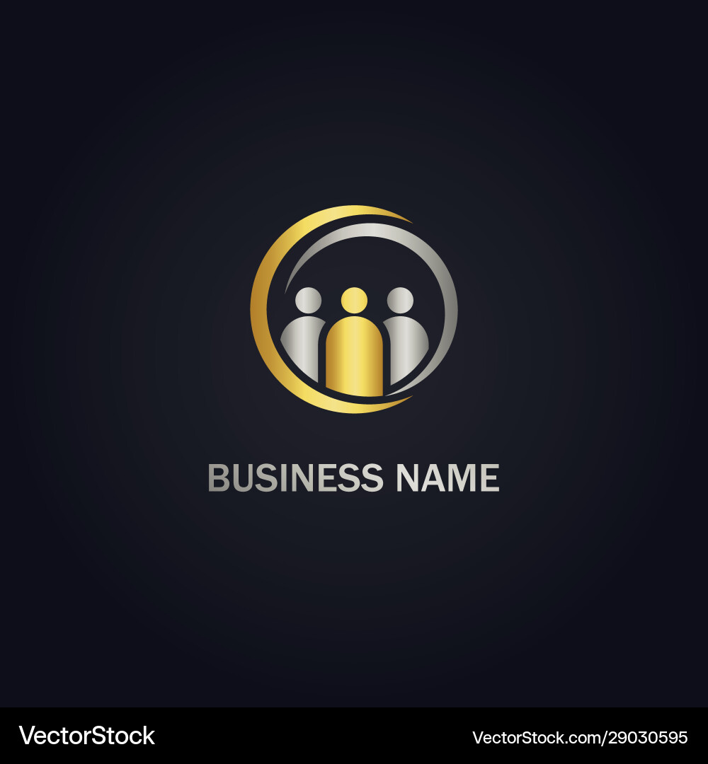 Group leader people gold logo Royalty Free Vector Image