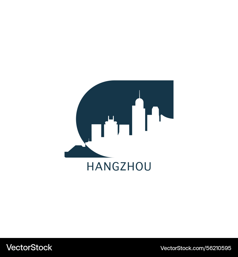 Hangzhou icon with skyline panoramic view city Vector Image