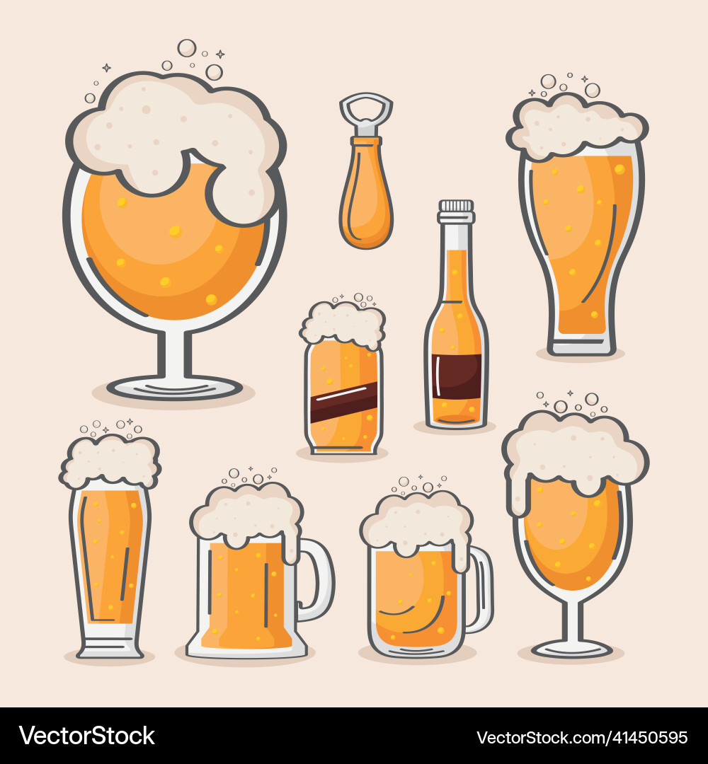 Icons with delicious beers Royalty Free Vector Image