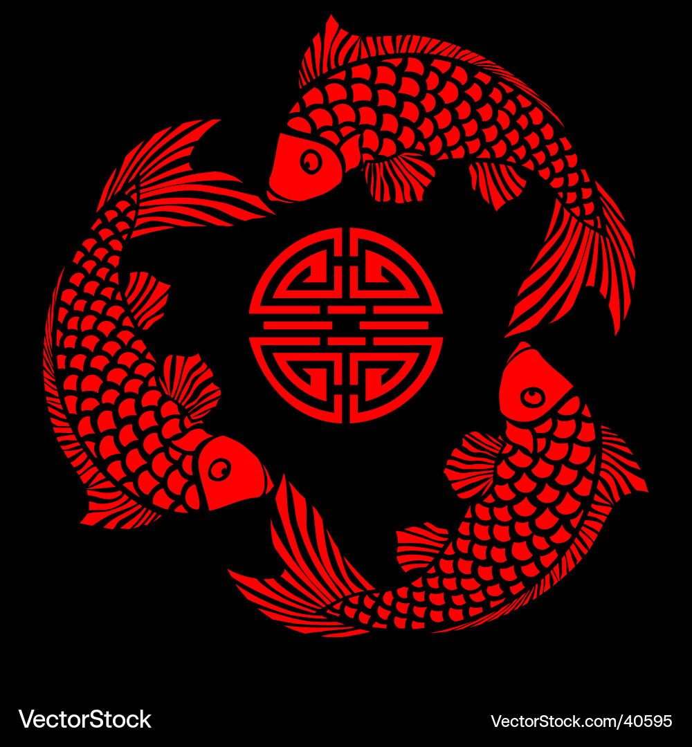 Lacquer tile with fish design Royalty Free Vector Image