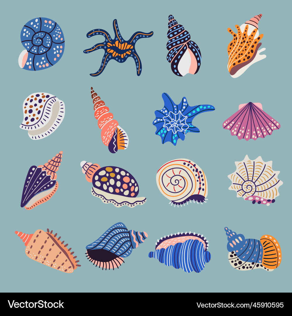 Seashell ornamental stylized Royalty Free Vector Image