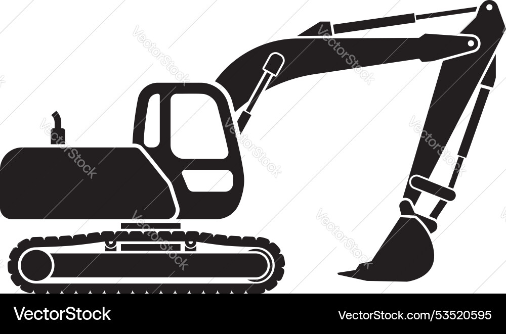 Simple excavator digger silhouette Royalty Free Vector Image