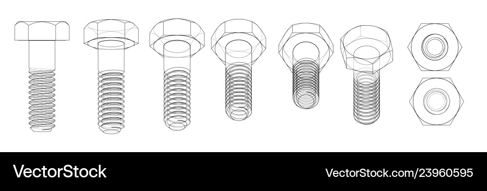 Sketch of bolts set Royalty Free Vector Image - VectorStock