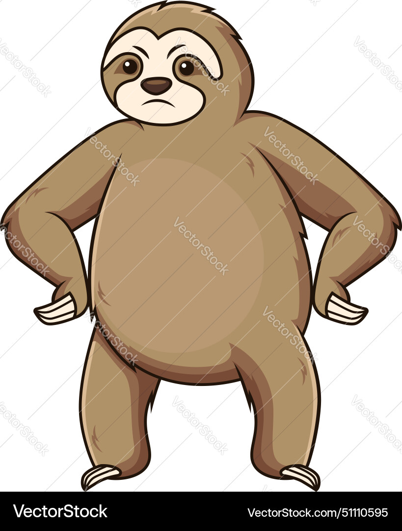 Sloth looking mad cartoon clip art Royalty Free Vector Image