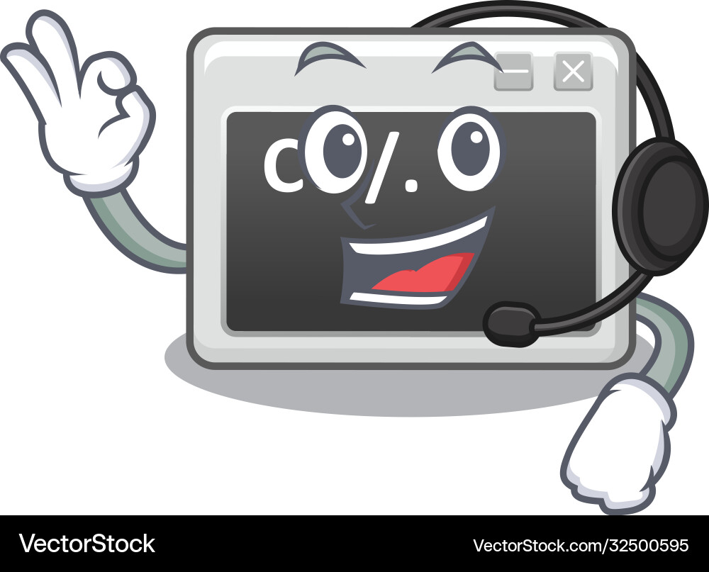 Smiley command window cartoon character design Vector Image