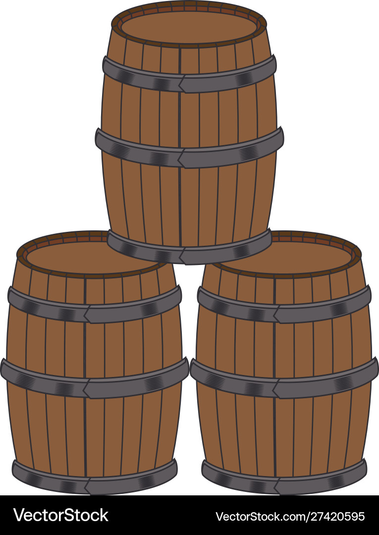 Stack wine wooden barrels design Royalty Free Vector Image