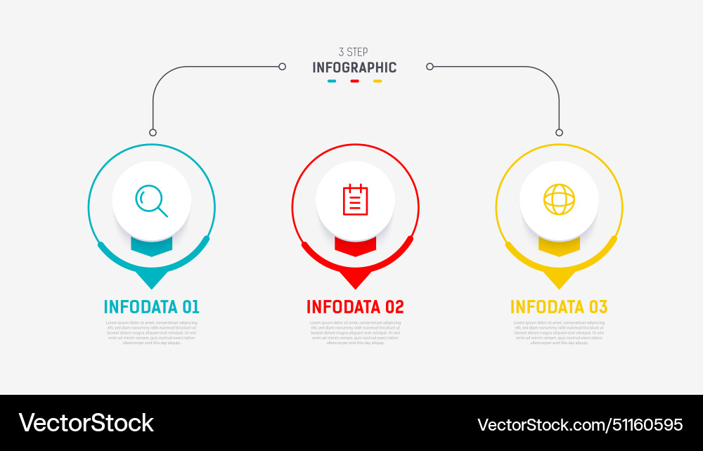 Three step infographic label design template Vector Image