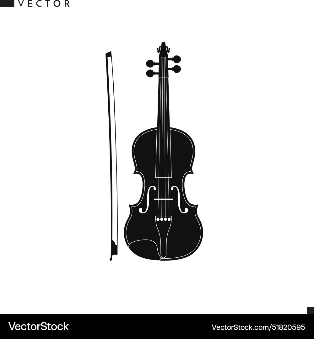 Violin silhouette musical instrument Royalty Free Vector
