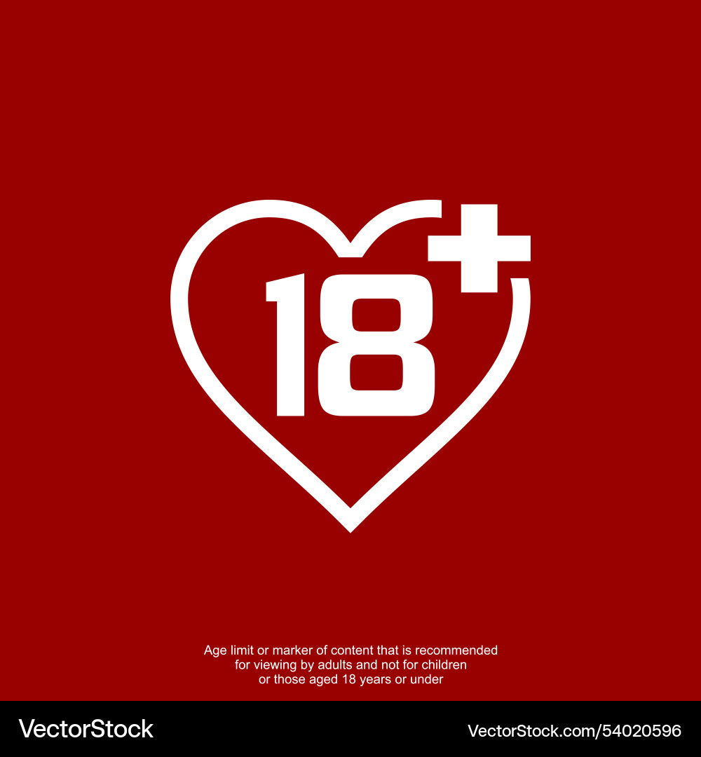 18 plus logo with love concept Royalty Free Vector Image
