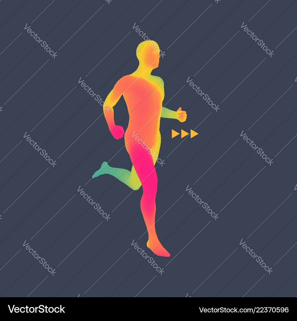 3d running man design for sport Royalty Free Vector Image