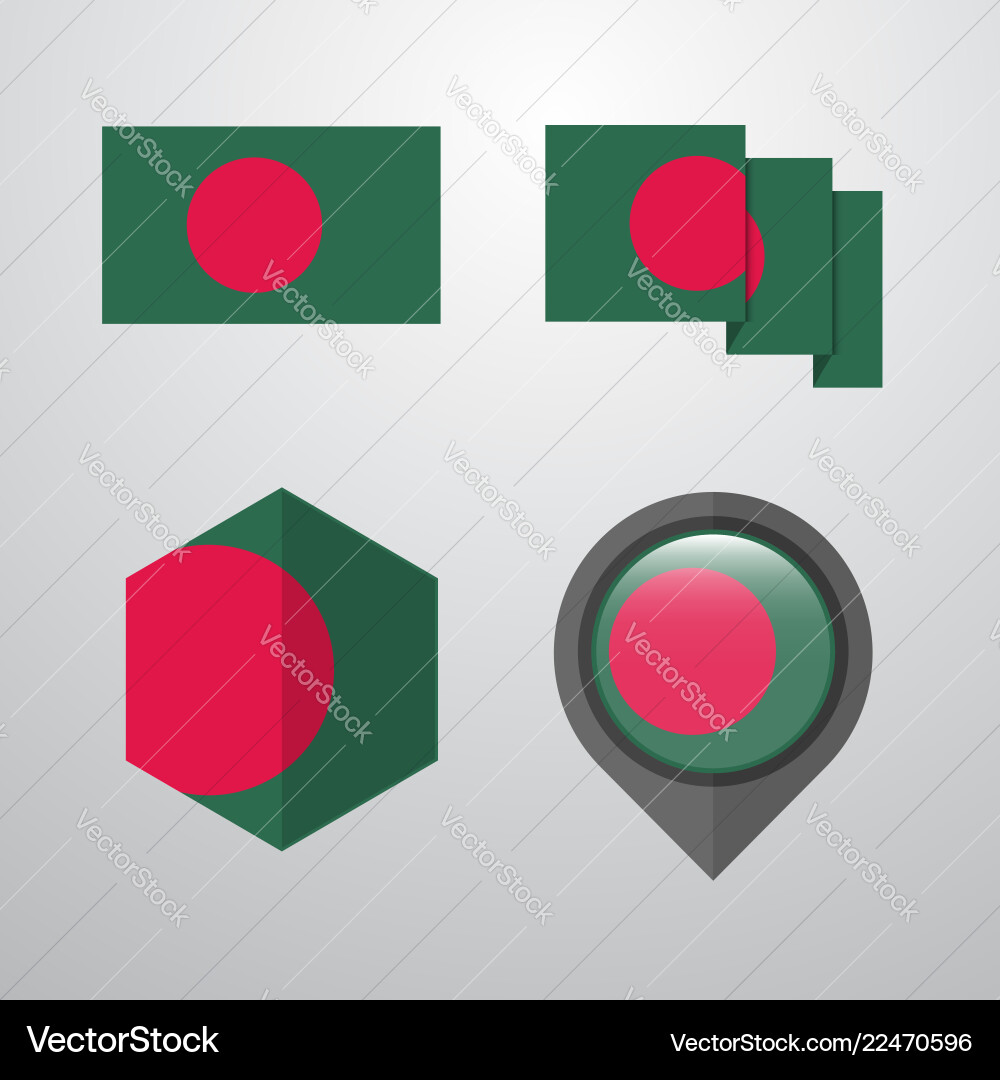Bangladesh flag design set Royalty Free Vector Image