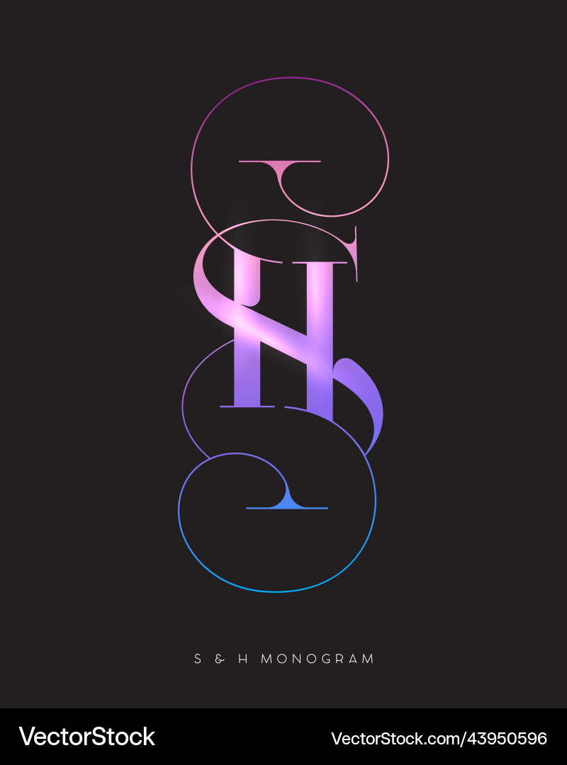 Beauty emblem hs monogram s and h letters Vector Image