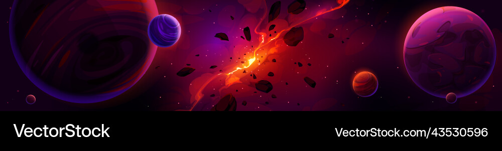 Cartoon space background with glow galaxy nebula Vector Image