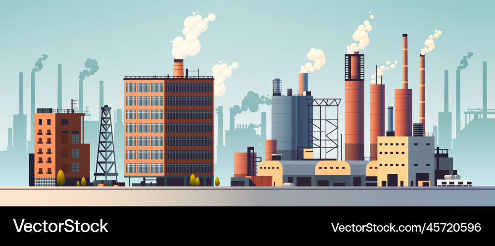 Energy generation plant with chimneys electricity Vector Image