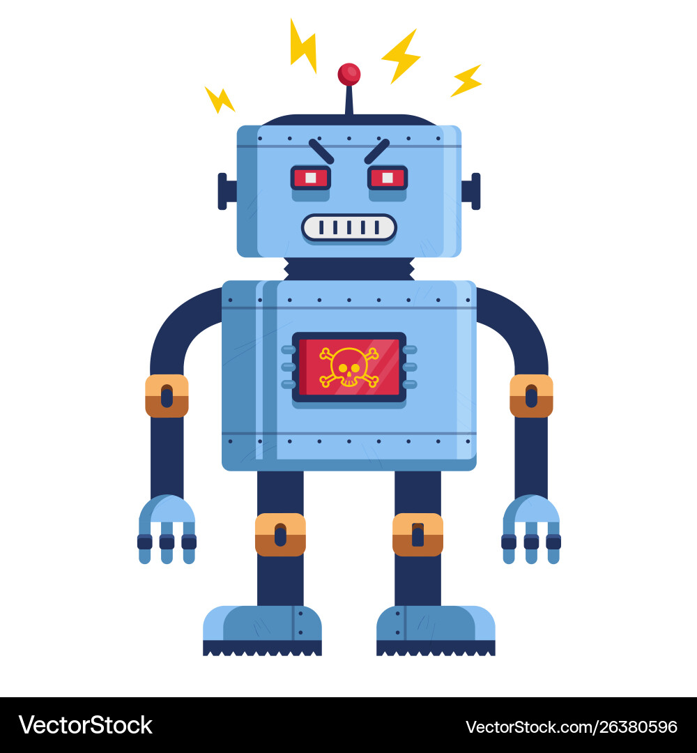 Evil robot in full growth humanoid futuristic Vector Image