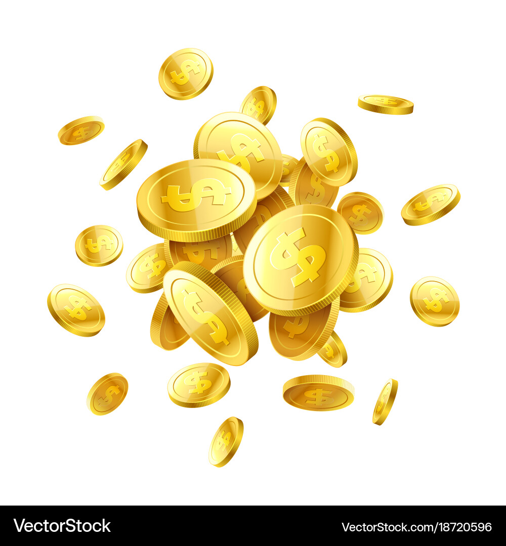 Gold 3d coins Royalty Free Vector Image - VectorStock