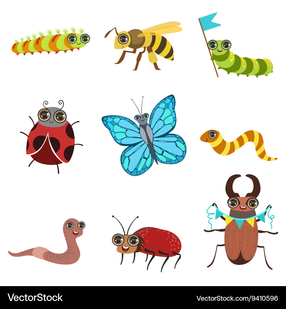 Insect cartoon images set Royalty Free Vector Image