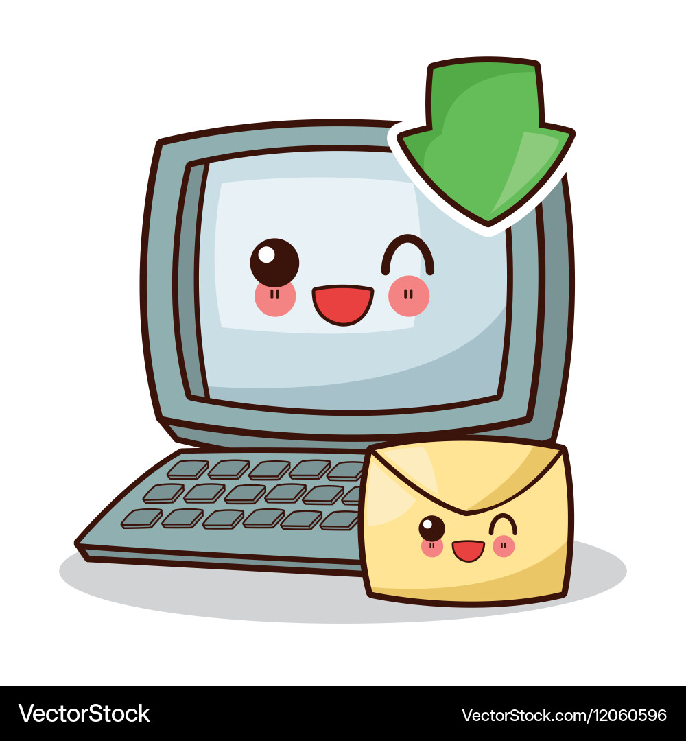 Isolated kawaii laptop design Royalty Free Vector Image