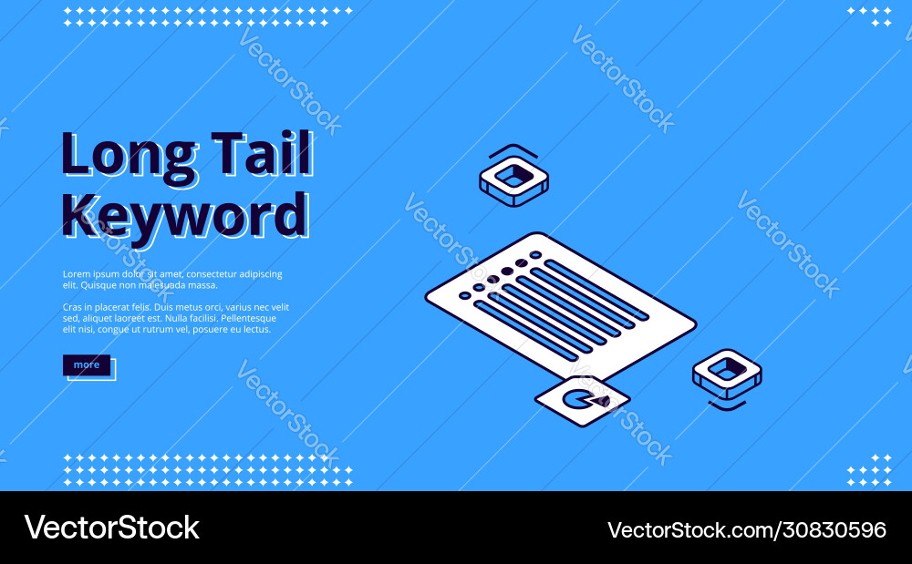 Long tail keyword banner with isometric key list Vector Image