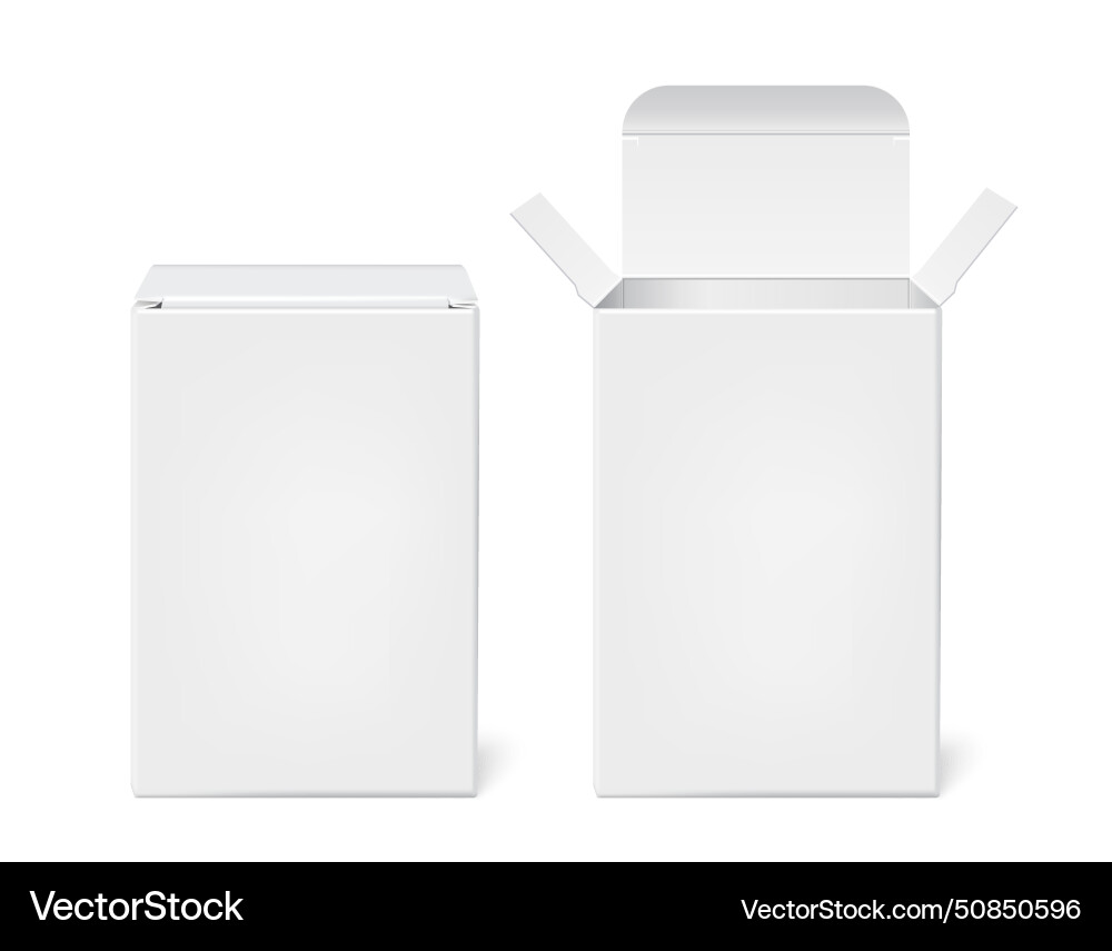 Opening white box set Royalty Free Vector Image