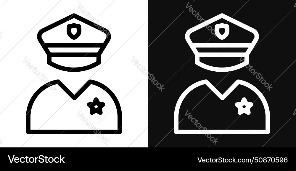 Police icon set security guard symbol policeman Vector Image