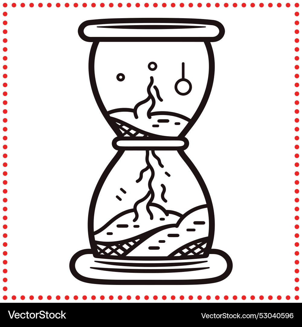 Stylized hourglass with plant growth silhouette Vector Image