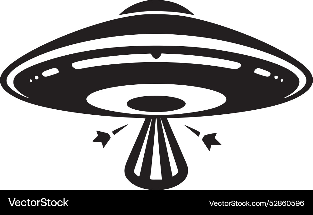 Ufo - black and white Royalty Free Vector Image