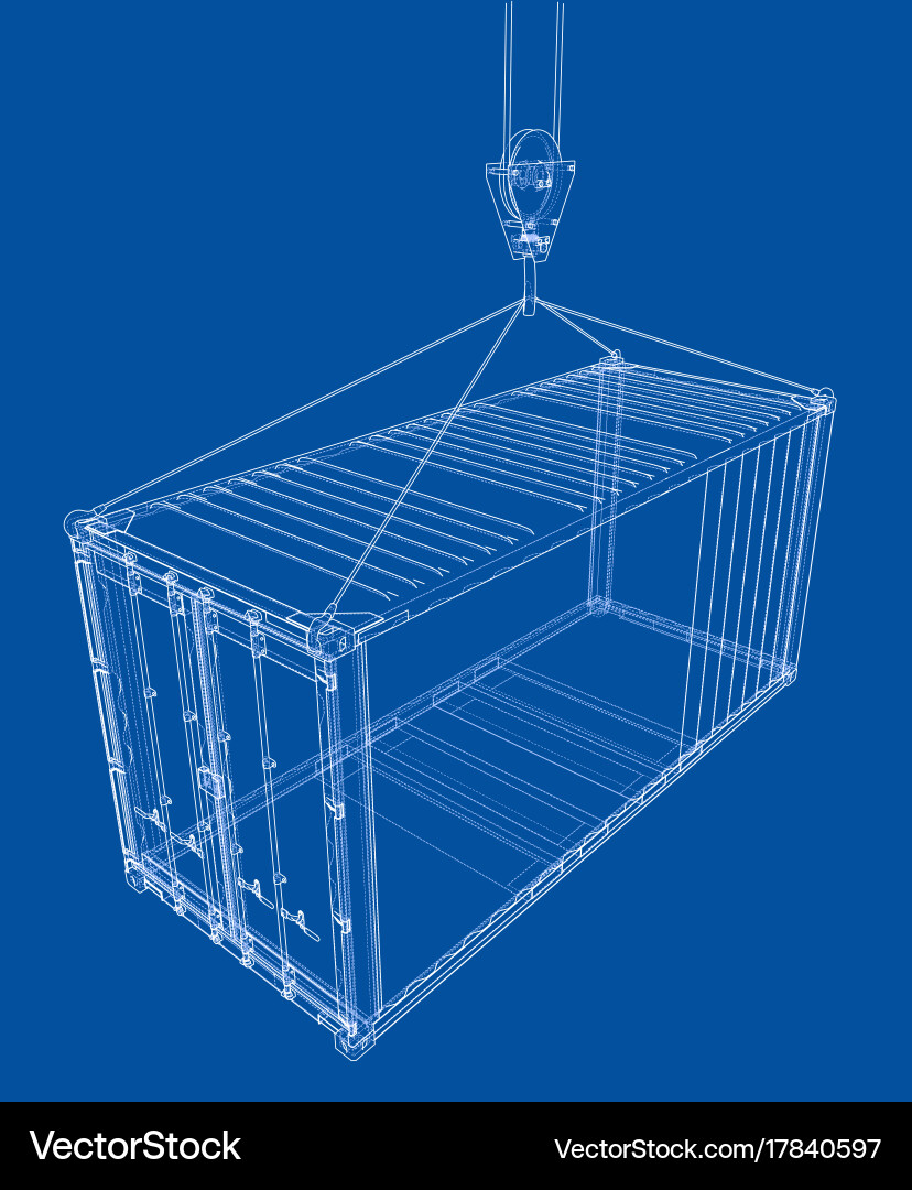 Cargo container wire-frame style Royalty Free Vector Image