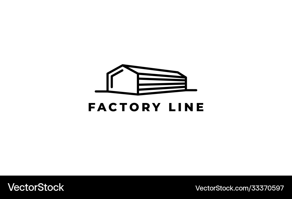 Factory line long building logo design Royalty Free Vector