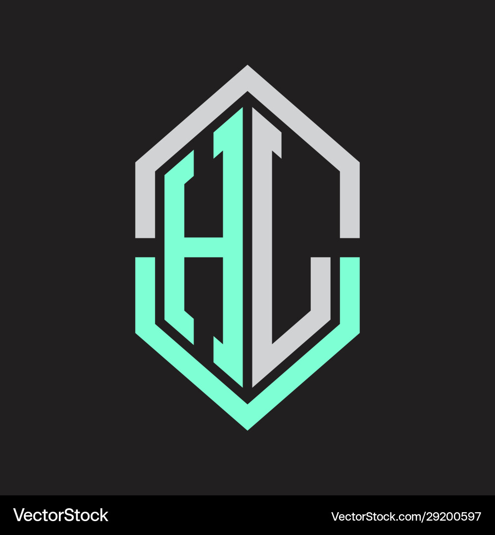 Hl logo monogram with hexagon shape and outline Vector Image