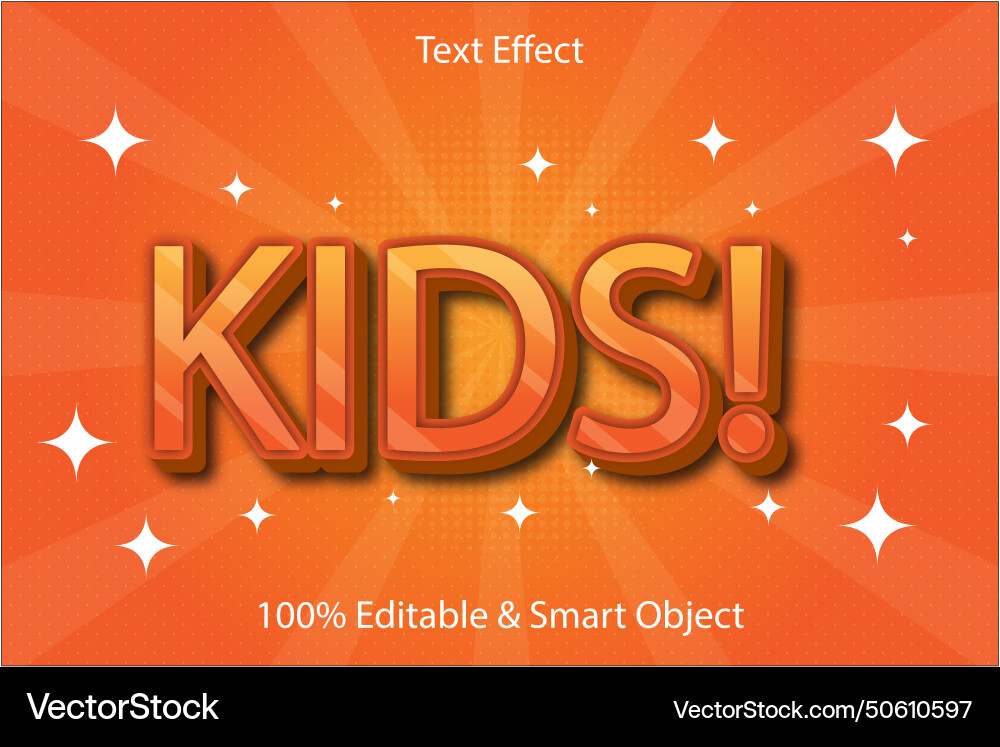 Kids editable text effect 3 dimension emboss Vector Image