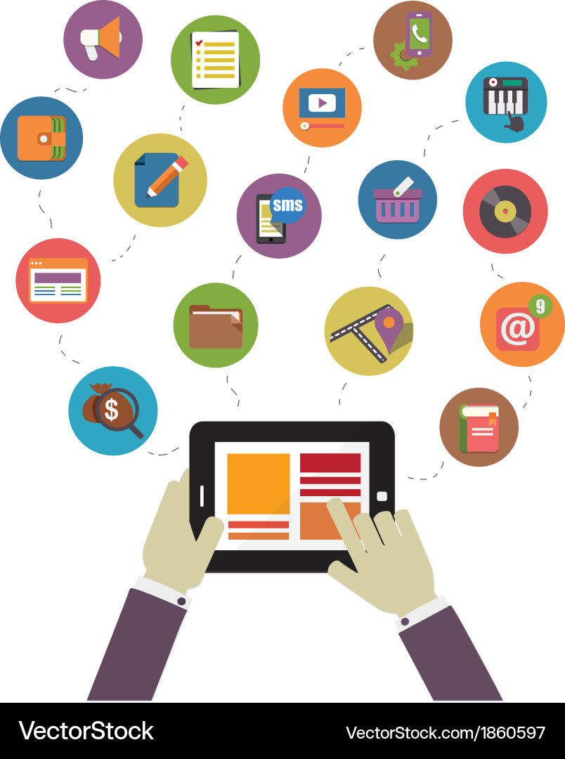 Modern communication technology flat Royalty Free Vector