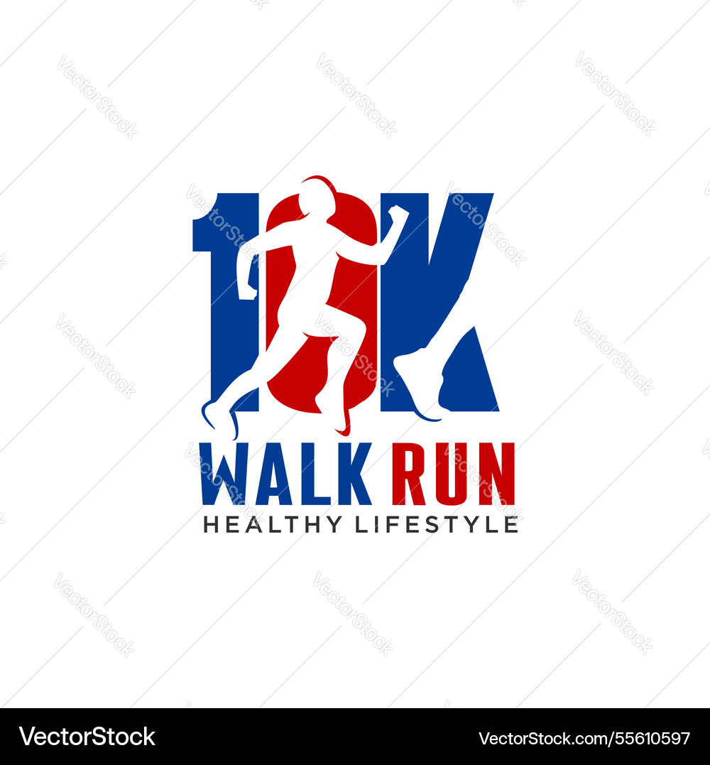 Running 10k logo design concept marathon Vector Image