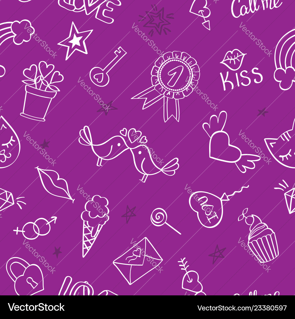 Seamless pattern with hand drawn girly doodles Vector Image
