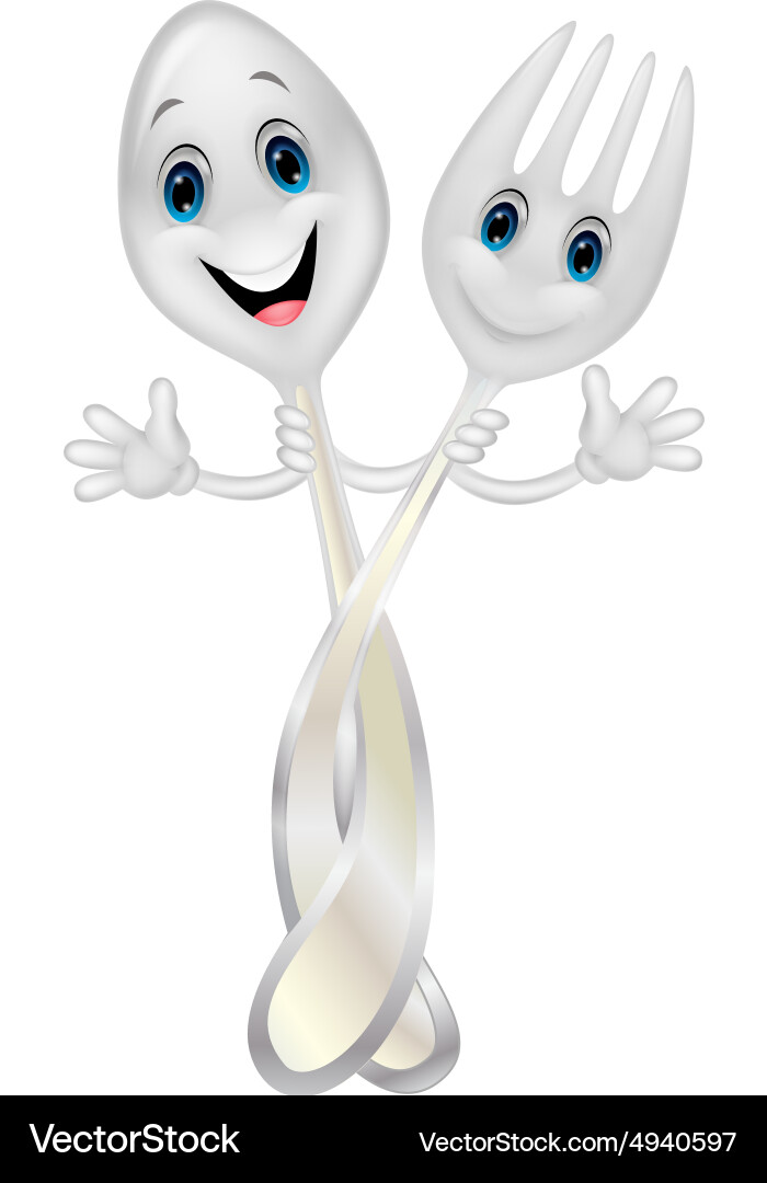 Spoon und Gabel Cartoon Lizenzfreies Vektorbild