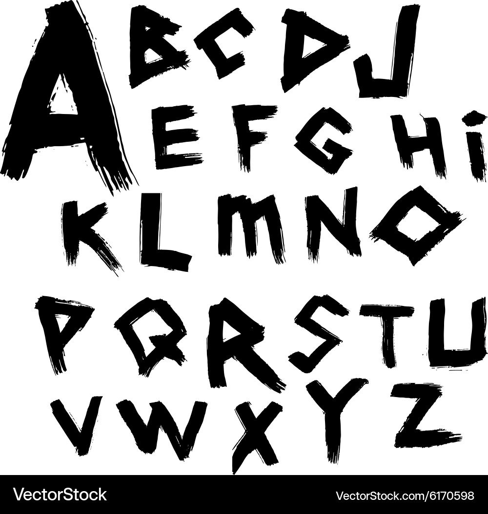 Alphabet font written by wide brush Royalty Free Vector