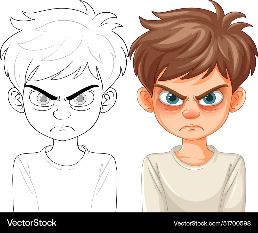 An angry boys face Royalty Free Vector Image - VectorStock