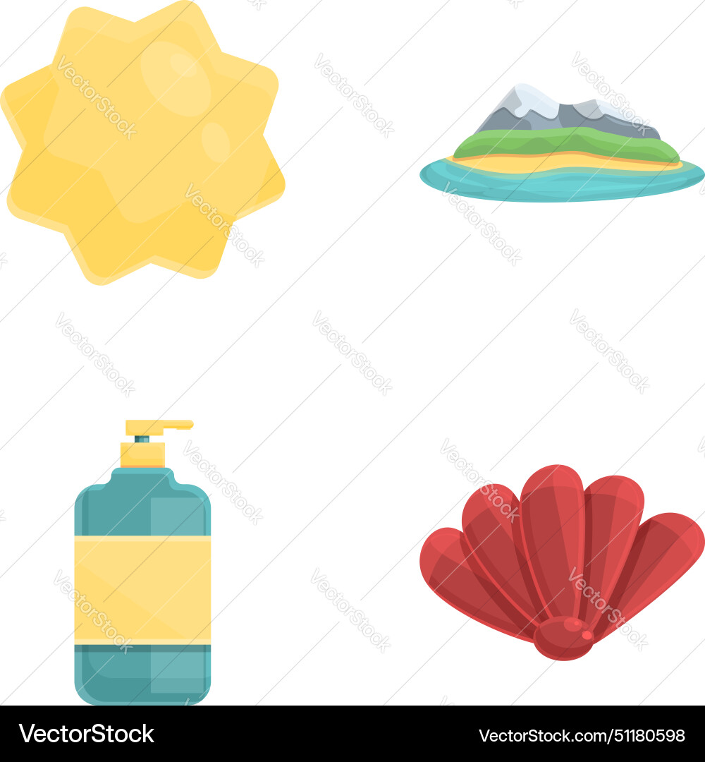 Beach holiday icons set cartoon attribute Vector Image