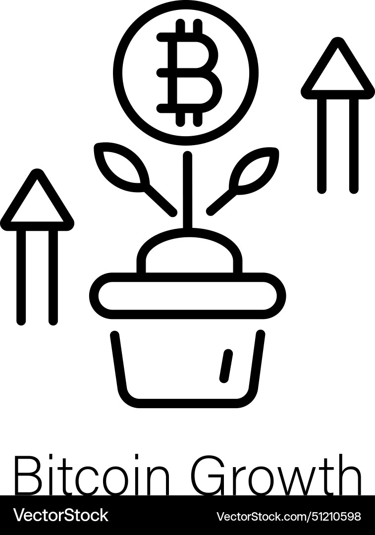 Bitcoin growth Royalty Free Vector Image - VectorStock