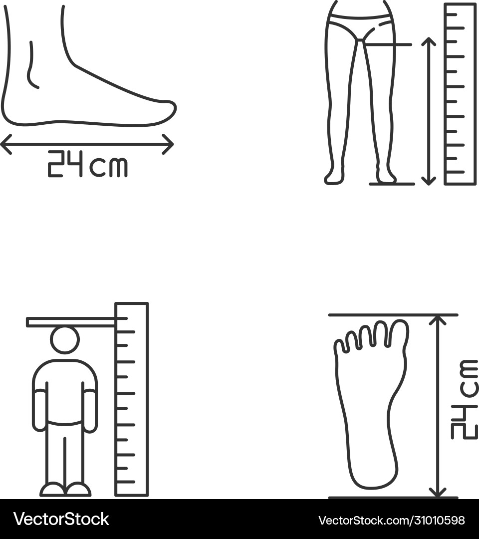 Body measurements pixel perfect linear icons set Vector Image