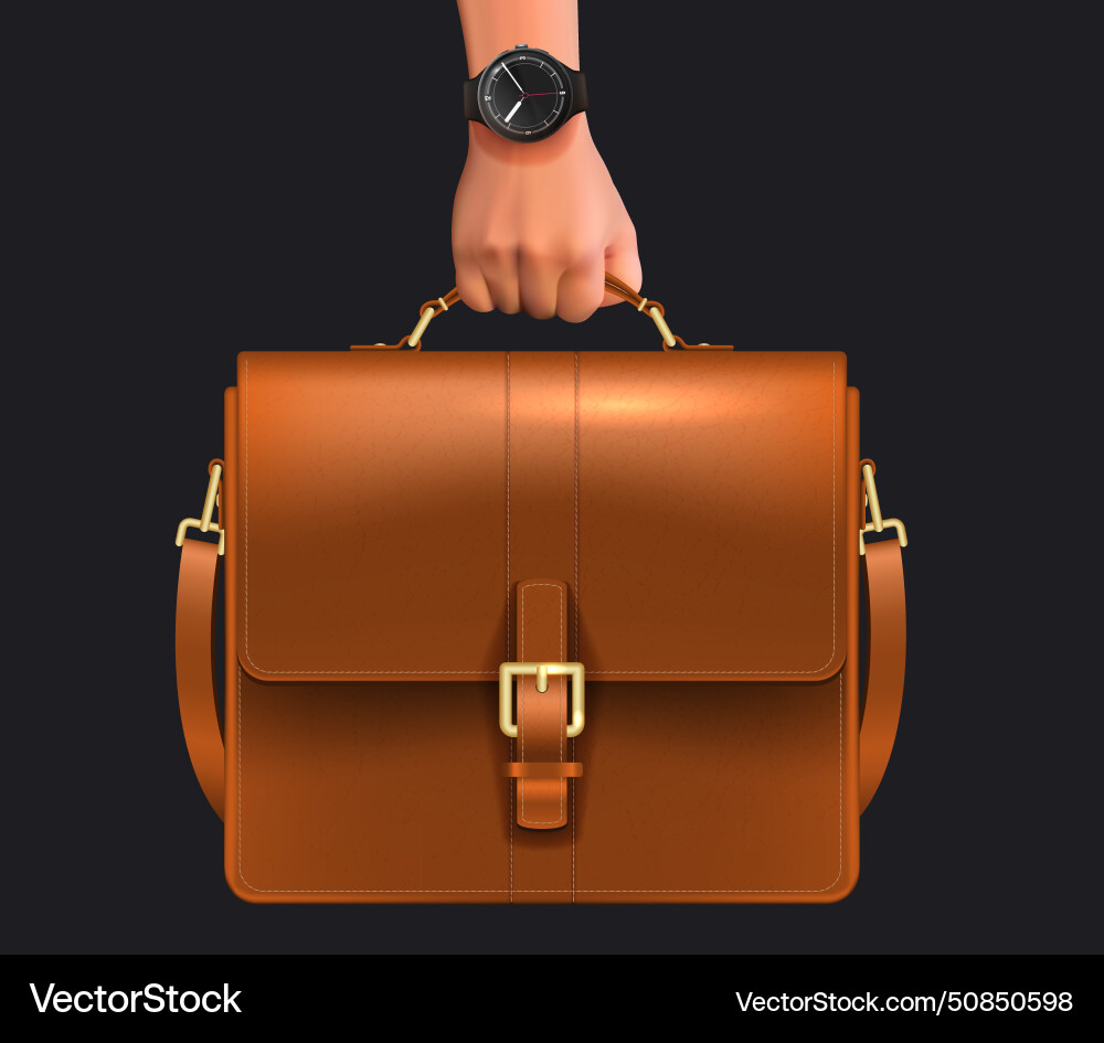 Business leather bag composition Royalty Free Vector Image