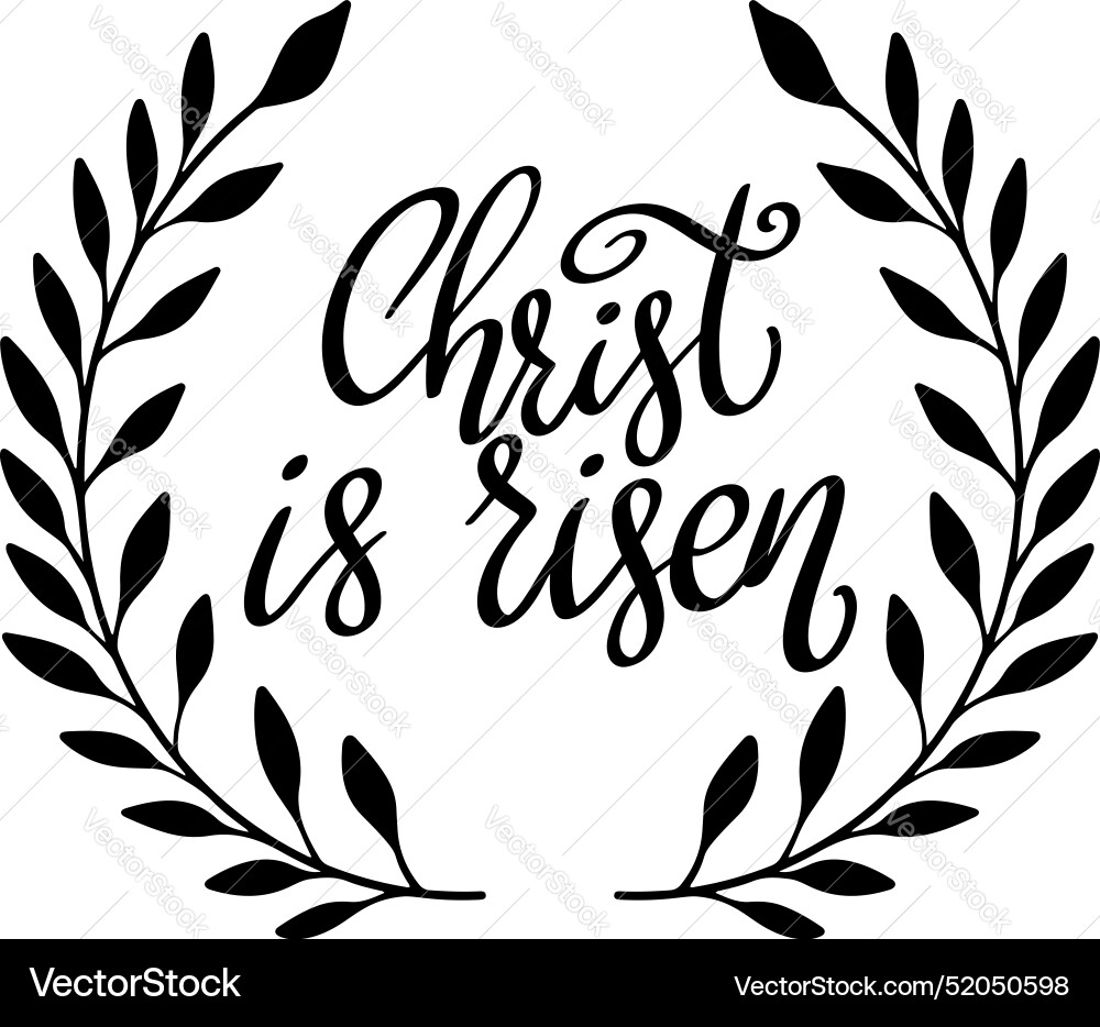 Christ is risen lettering phrase with wreath Vector Image