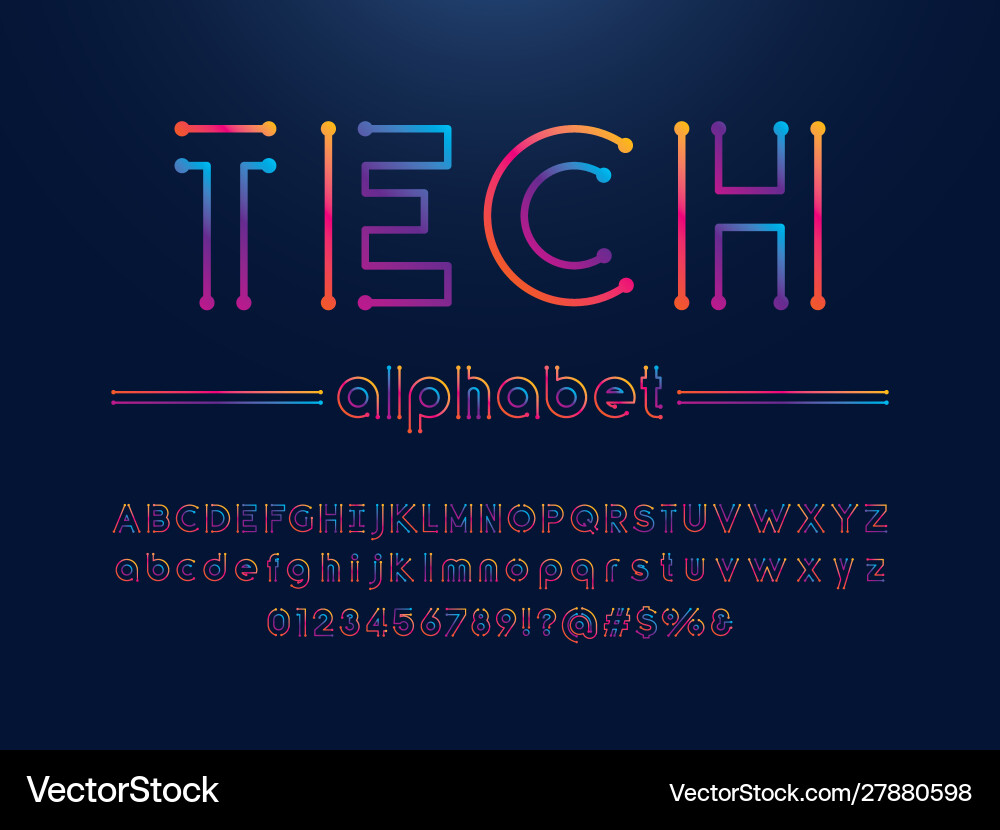 Circuit fonts Royalty Free Vector Image - VectorStock