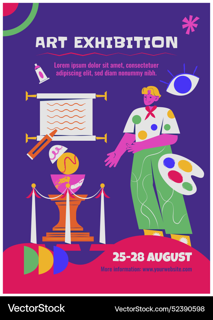 Hand drawn art exhibition poster Royalty Free Vector Image