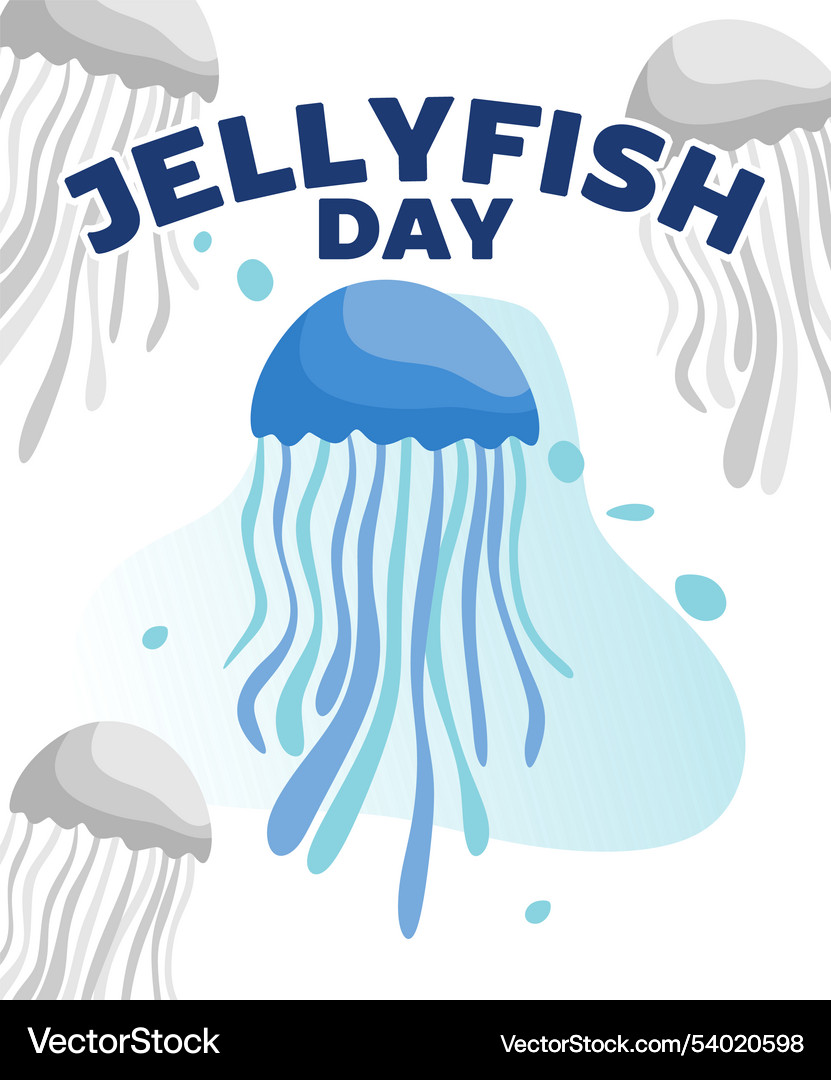 Happy jellyfish day with underwater Royalty Free Vector